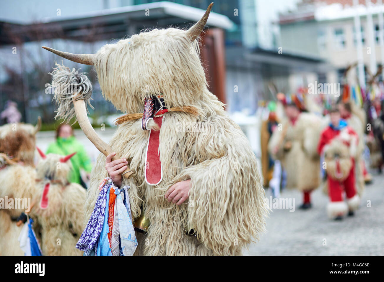 Colorful face of Kurent, Slovenian traditional mask.Traditional mask ...