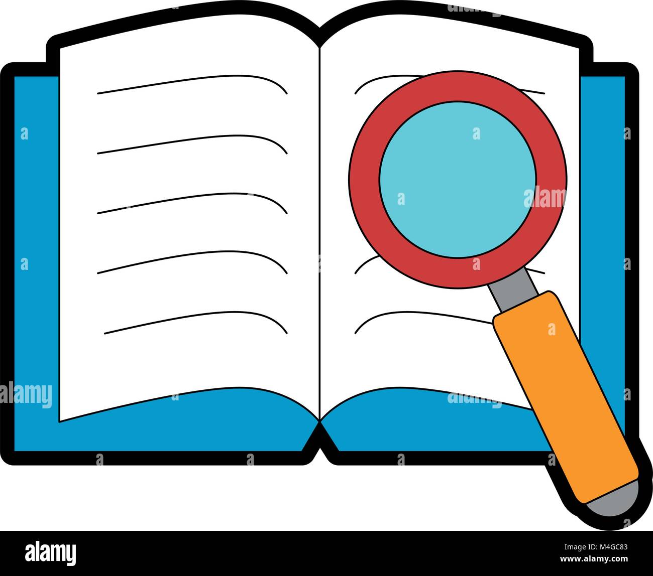 text book with magnifying glass Stock Vector Image & Art - Alamy