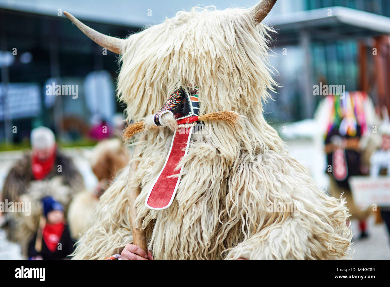 Colorful face of Kurent, Slovenian traditional mask.Traditional mask ...