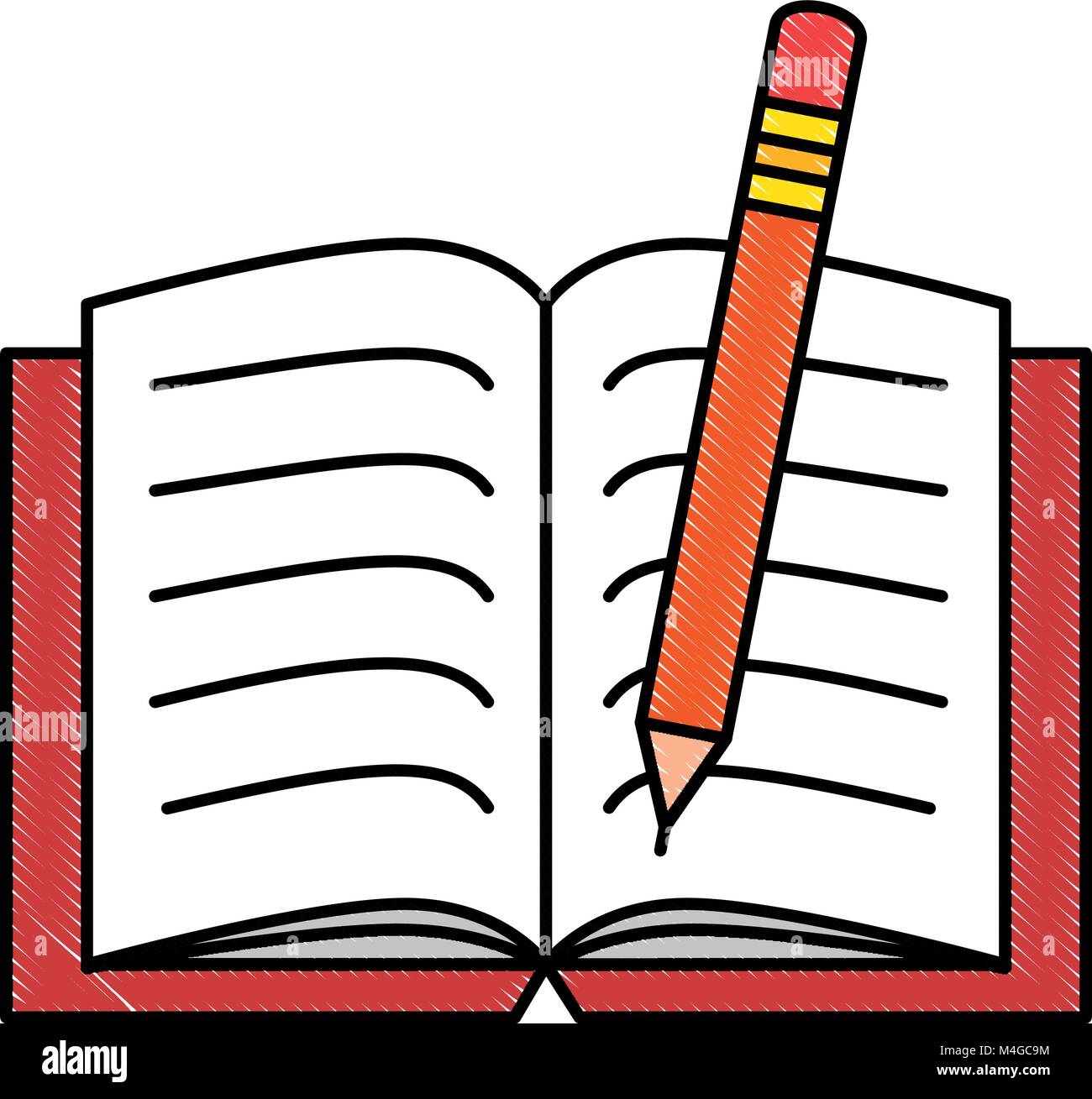 text book with pencil Stock Vector Image & Art - Alamy
