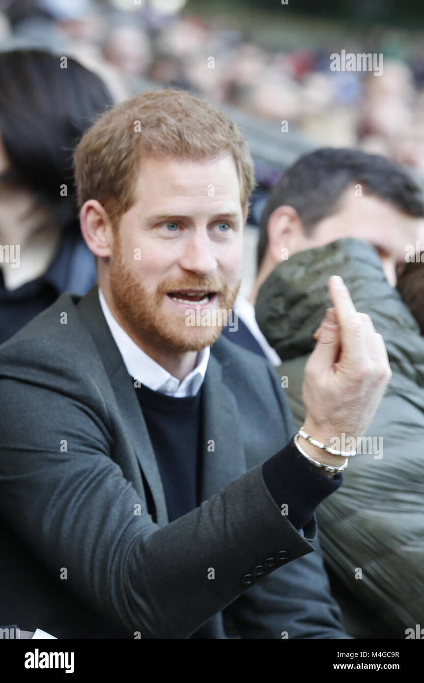 Prince Harry during a visit to the England rugby team open training ...