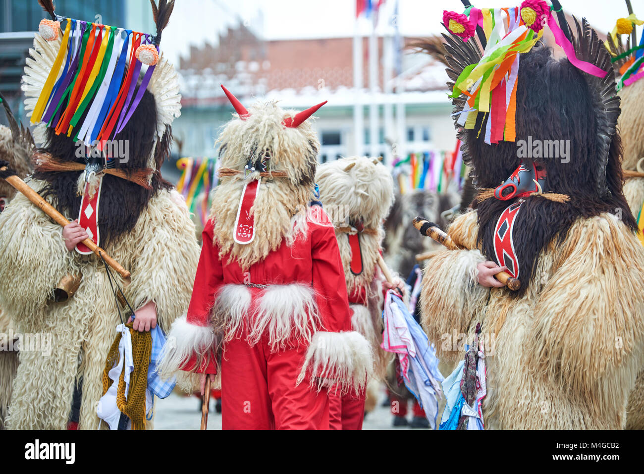 Colorful face of Kurent, Slovenian traditional mask.Traditional mask ...