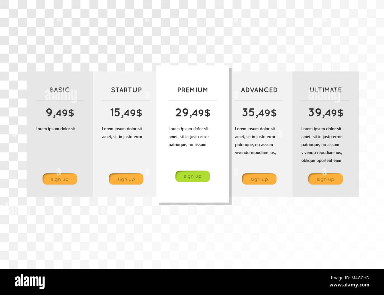 pricing plans template, banners with buttons, flat effect Stock Vector ...