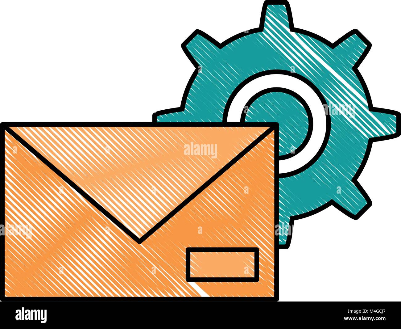 envelope mail with gear Stock Vector Image & Art - Alamy