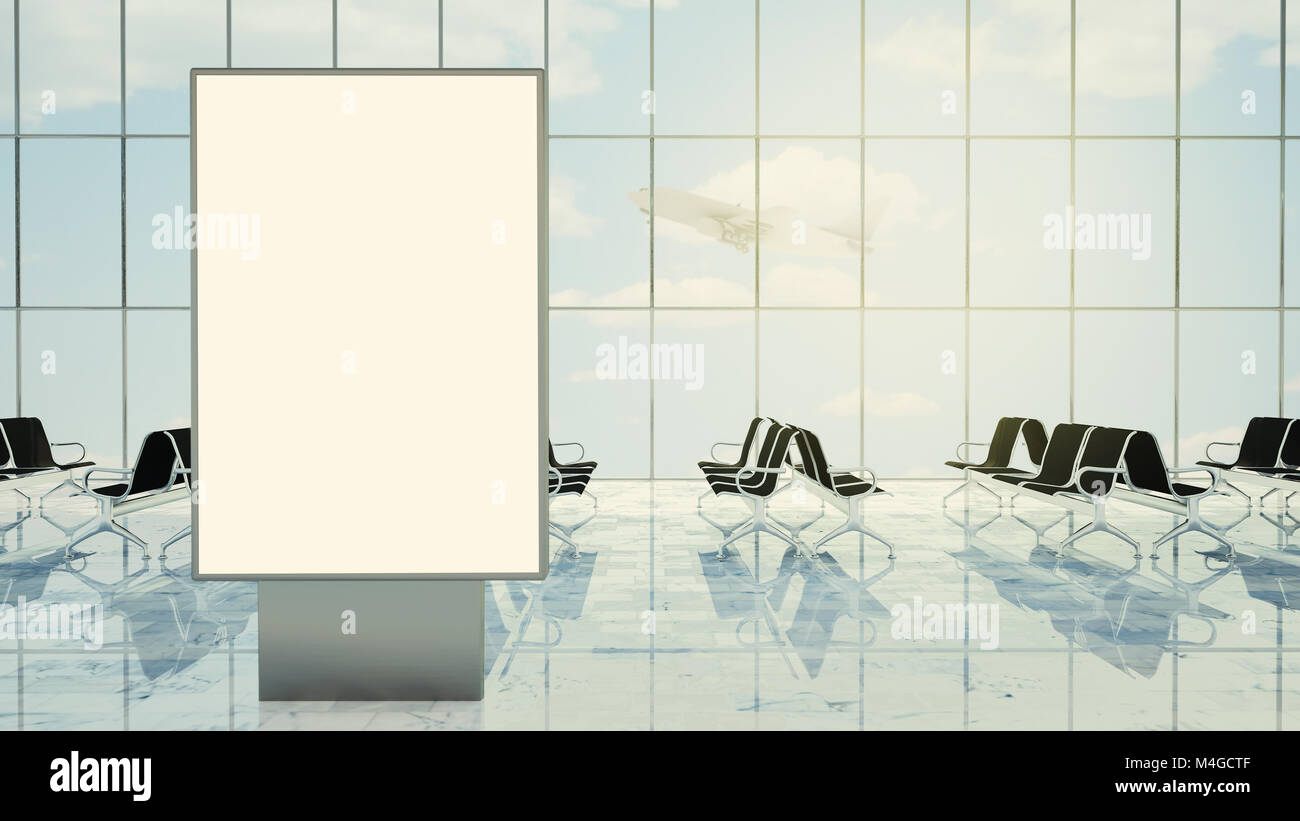 3d rendering of billboard on airport lounge Stock Photo - Alamy