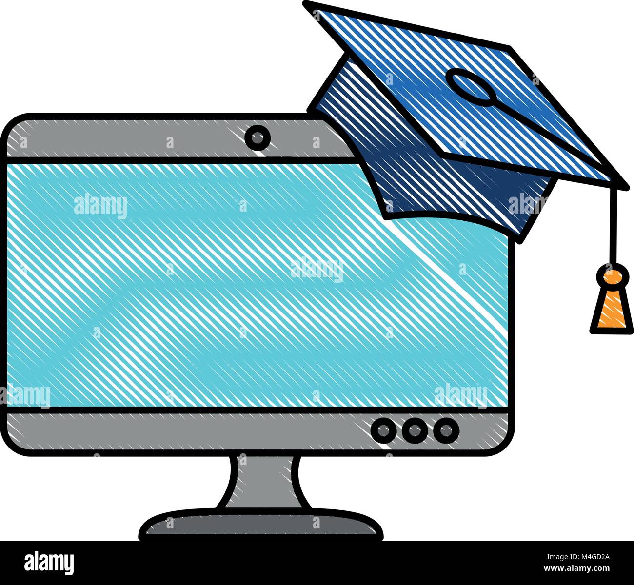 monitor computer with graduation hat Stock Vector Image & Art - Alamy