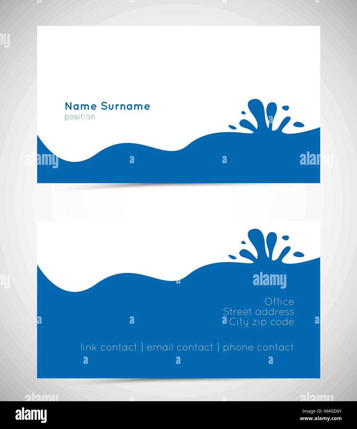 business card template with water wave and splatter Stock Vector Image ...