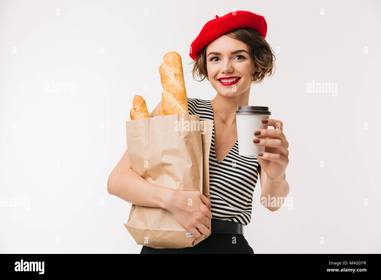French woman beret coffee hi-res stock photography and images - Alamy