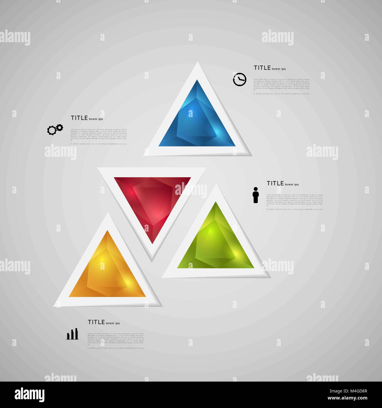 infographic colorful crystal triangles template, graphic design element ...