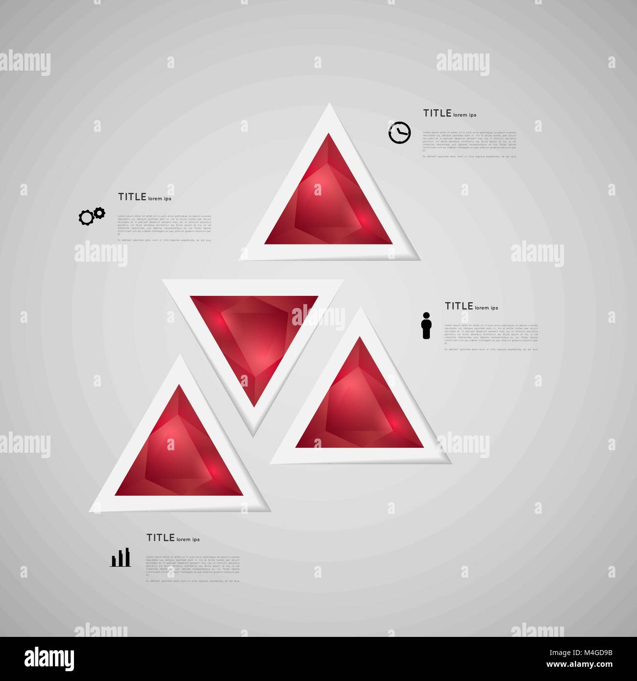 infographic red crystal triangles template, graphic design element ...