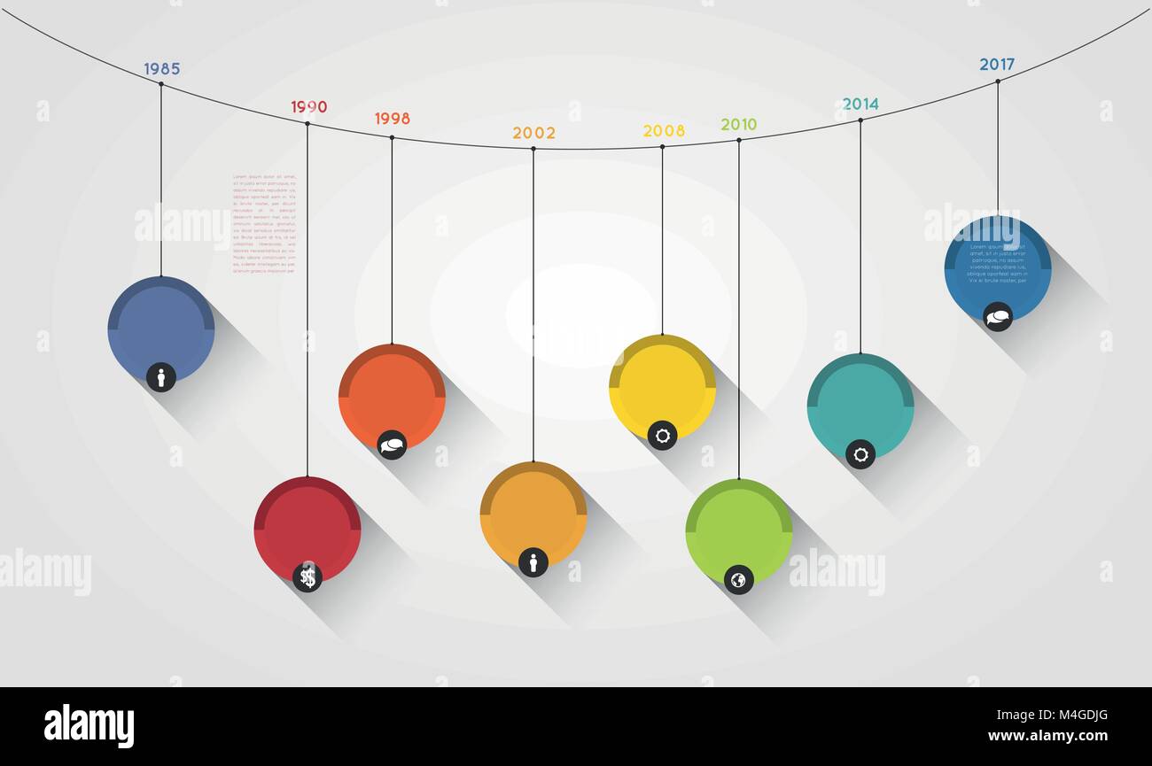 colorful timeline infographic template with circles and icons Stock ...