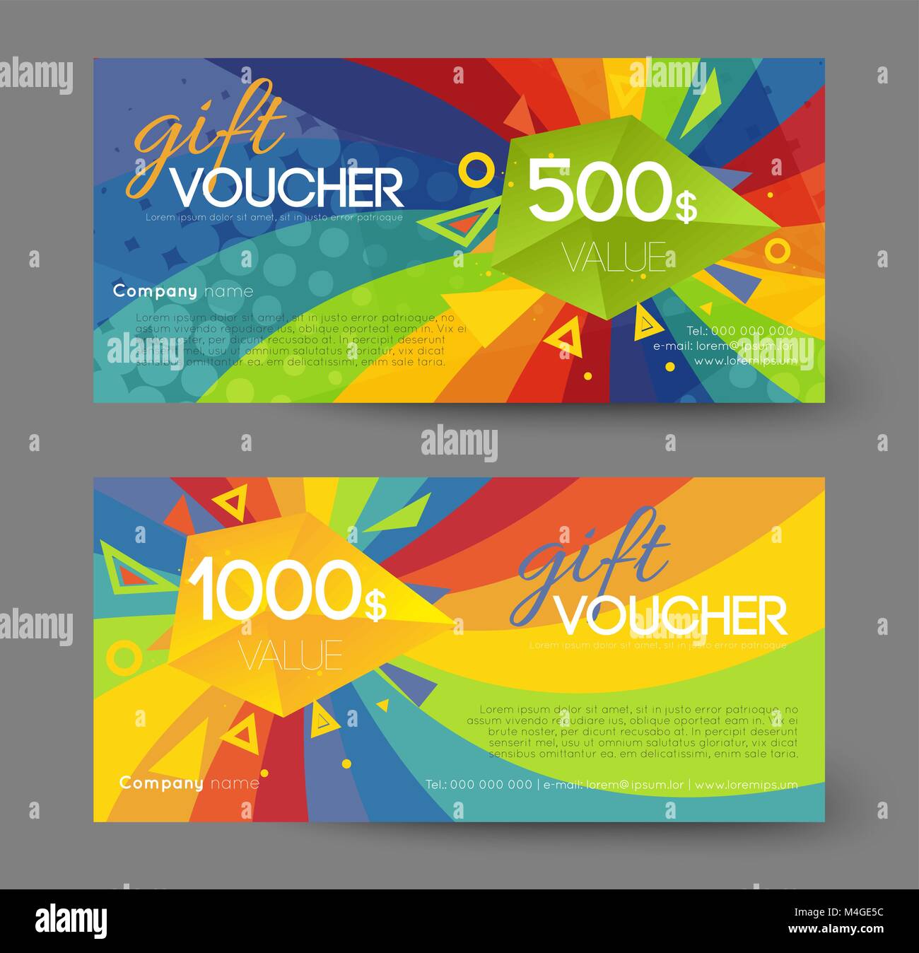 gift voucher template, colorful rainbow swirl effect Stock Vector Image ...