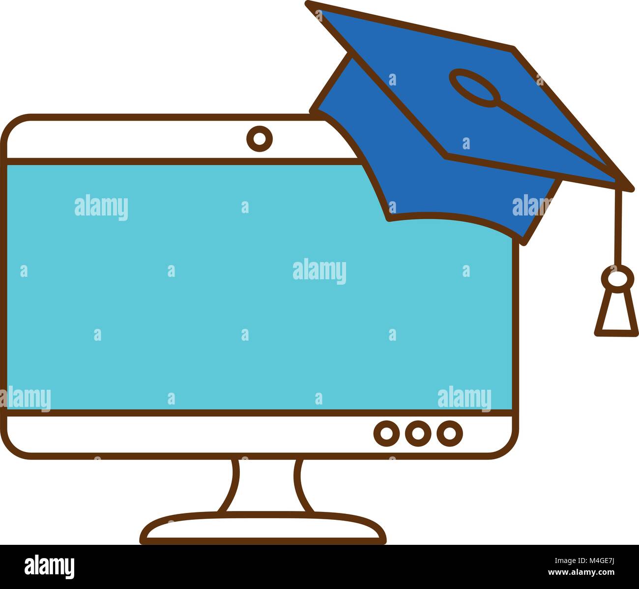 monitor computer with graduation hat Stock Vector Image & Art - Alamy