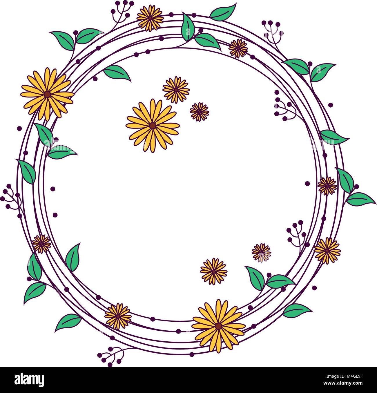 circular frame with flowers decoration Stock Vector Image & Art - Alamy