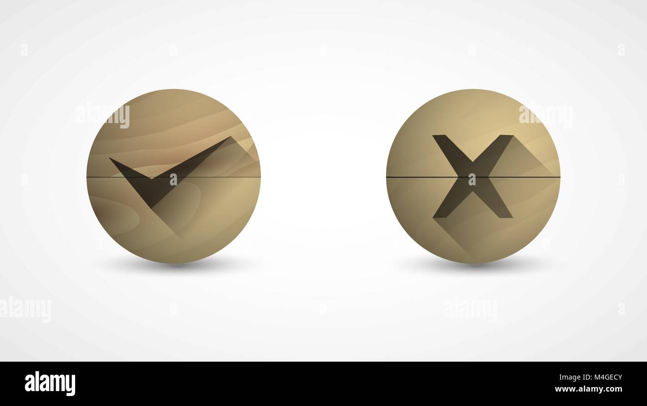 wooden right, wrong sign symbol set Stock Vector Image & Art - Alamy