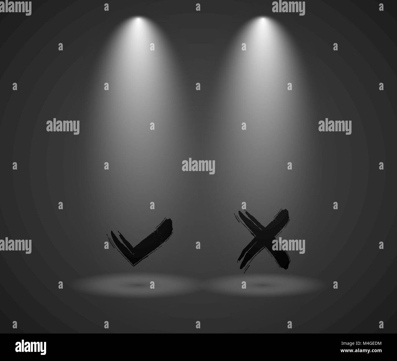 grunge right wrong sign in beam of light Stock Vector Image & Art - Alamy