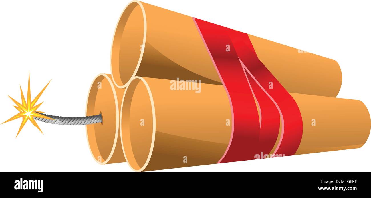 Bunch of dynamite - explosive bomb with burning fuse Stock Vector Image ...