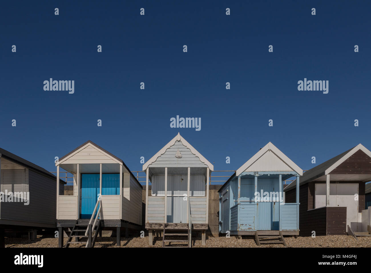 Very Colourful and Bright Beach Huts at Thorpe bay near Southend on a ...