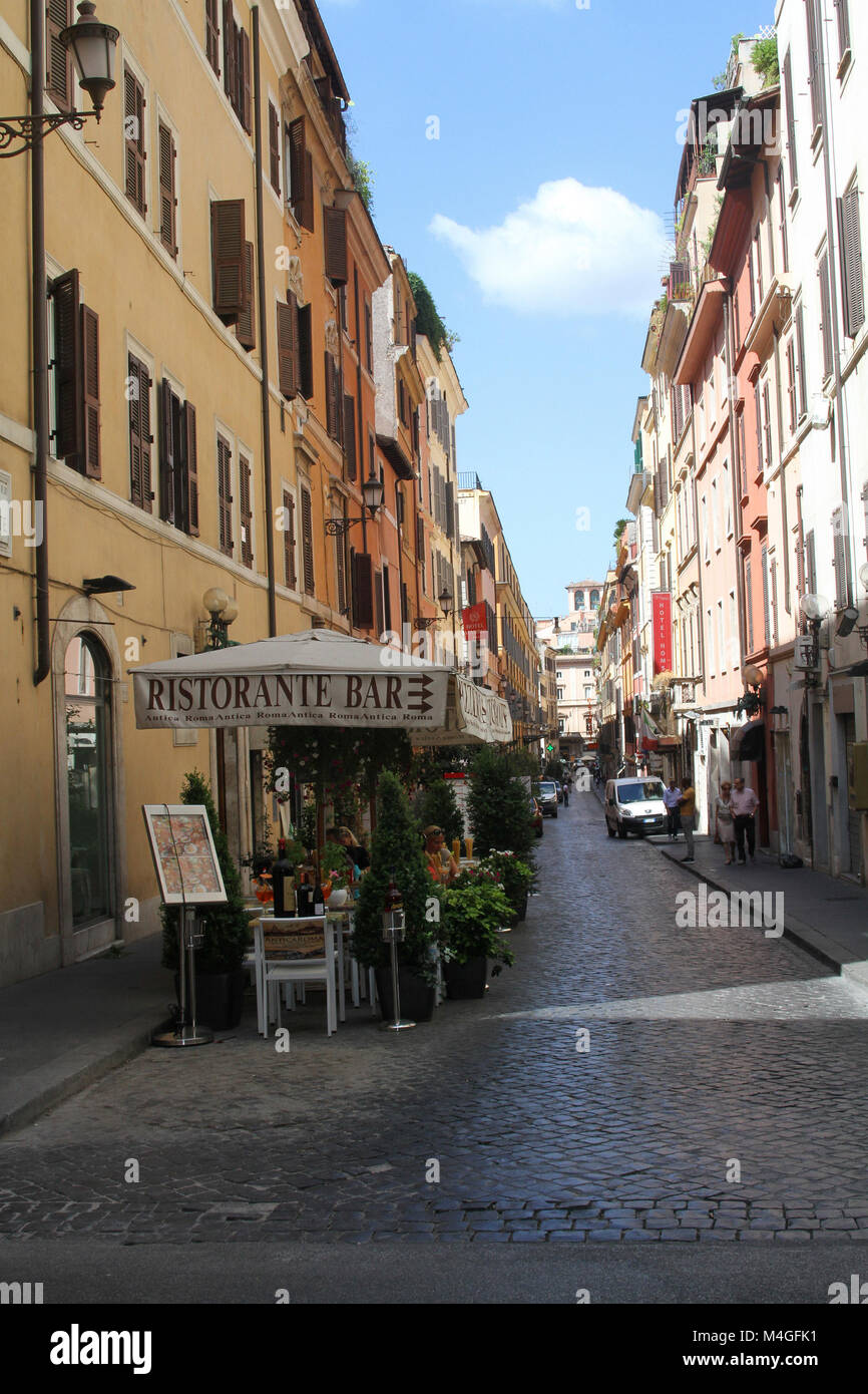 Street alley with a bar / restaurant, Rome, Italy Stock Photo - Alamy