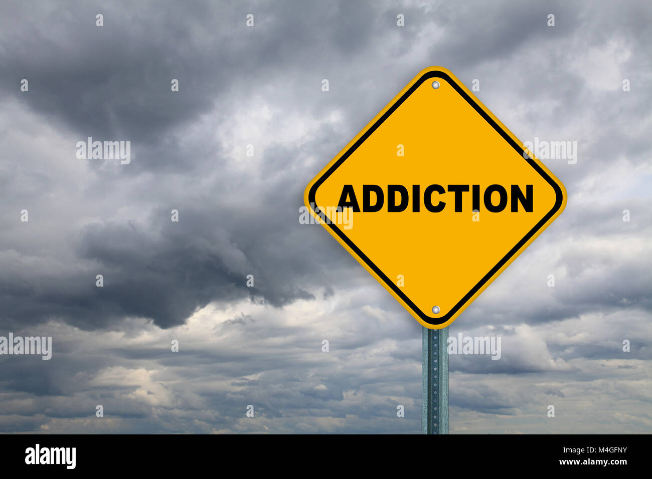 Addition yellow road sign against cloudy background Stock Photo - Alamy