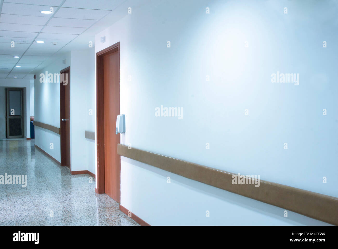 Corridor interior inside a modern hospital, clean and tidy Stock Photo ...