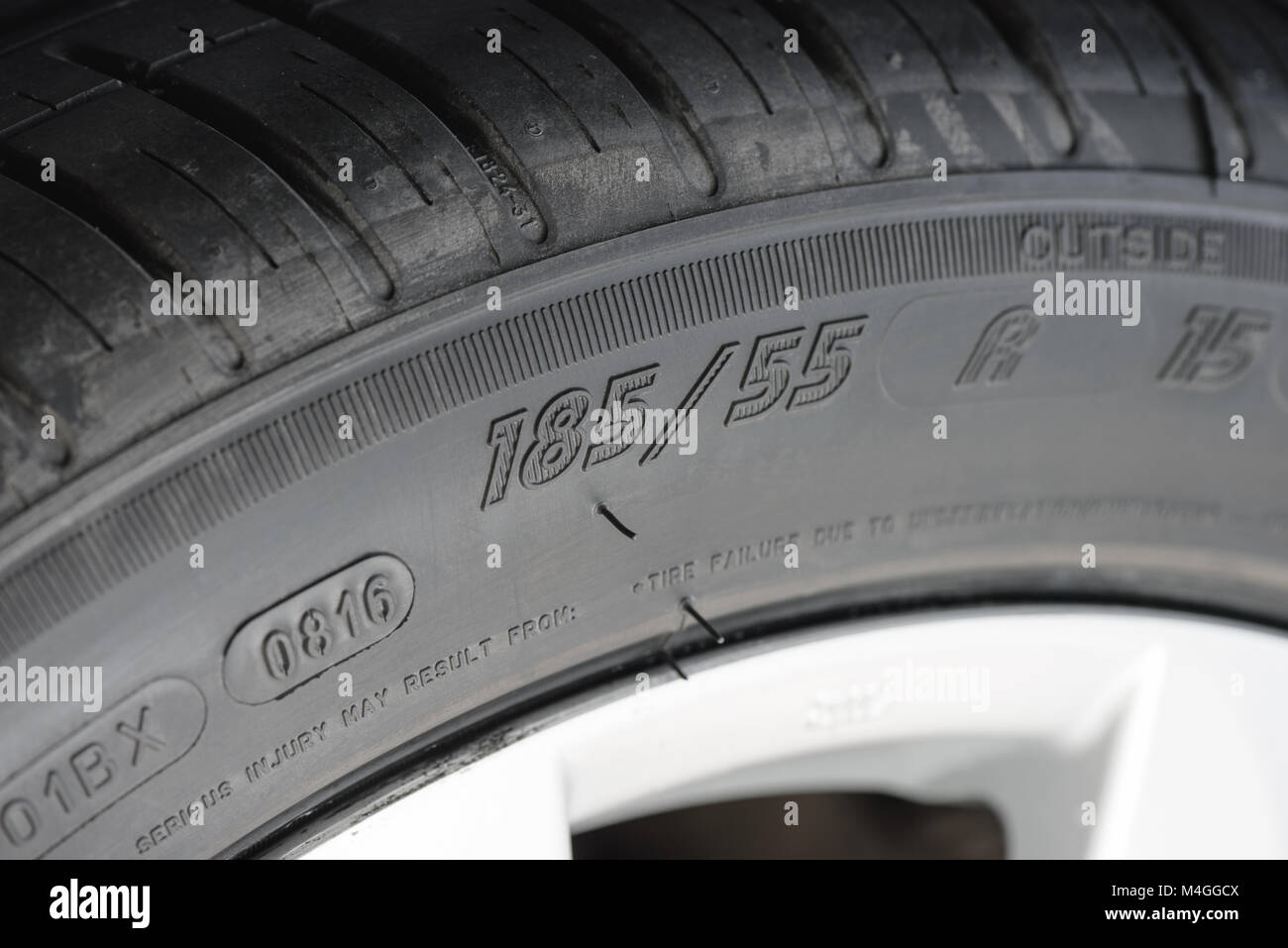 closeup details of car tire, sidewall information Stock Photo - Alamy