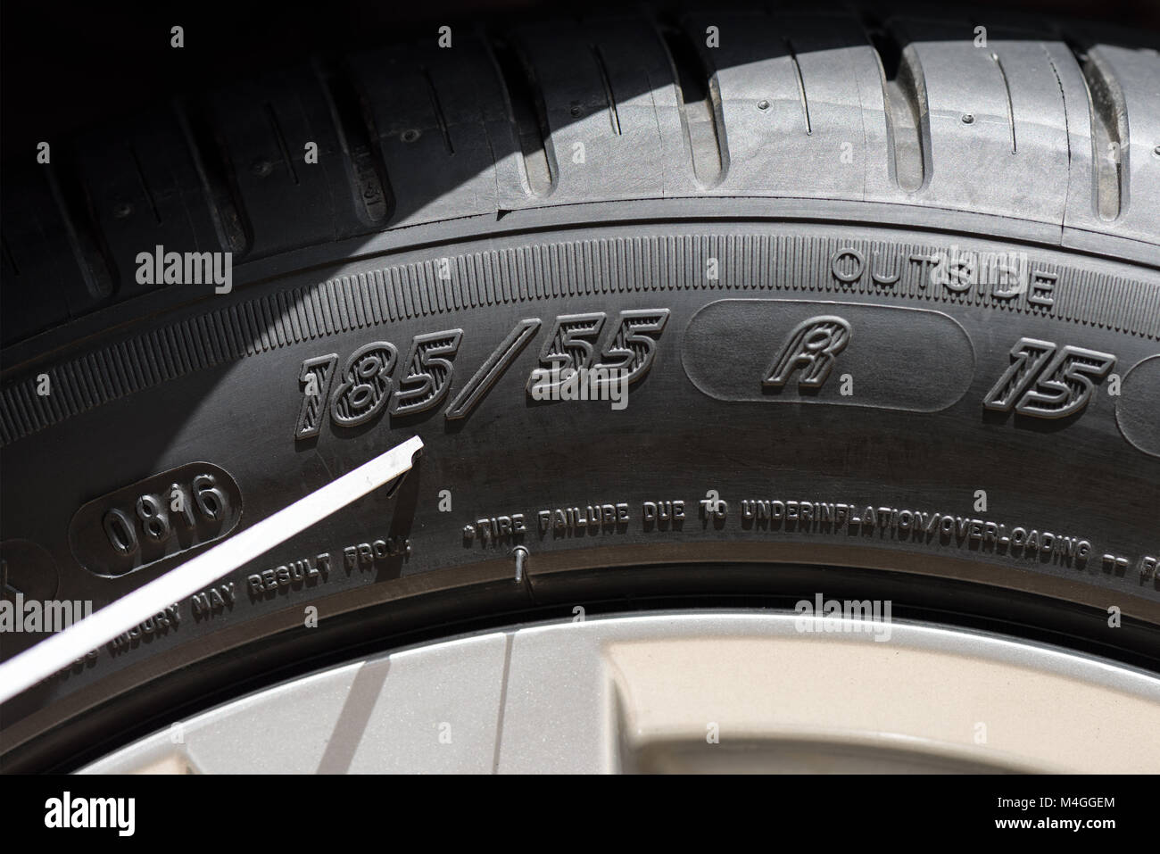 closeup details of car tire, sidewall information Stock Photo - Alamy