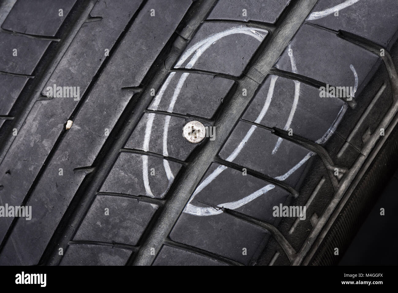 closeup of damaged car tire (studio shot Stock Photo - Alamy