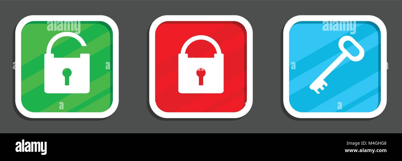 Padlock and key vector icons Stock Vector Image & Art - Alamy