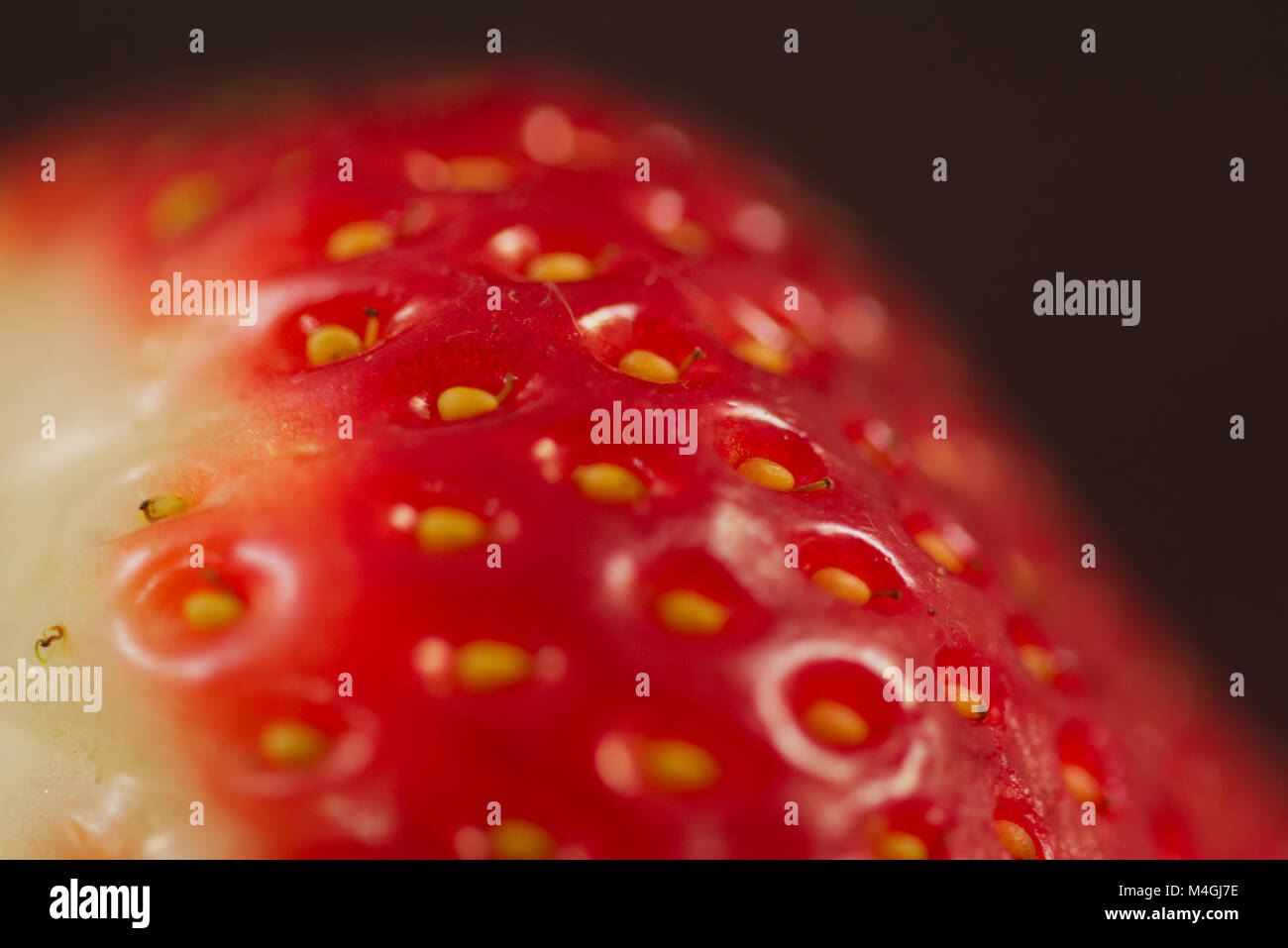 Juicy red strawberry close up macro seeds Stock Photo - Alamy