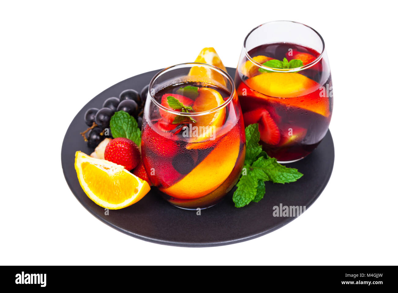 Summer Red Wine Sangria Drink Isolated on White Background Stock Photo ...