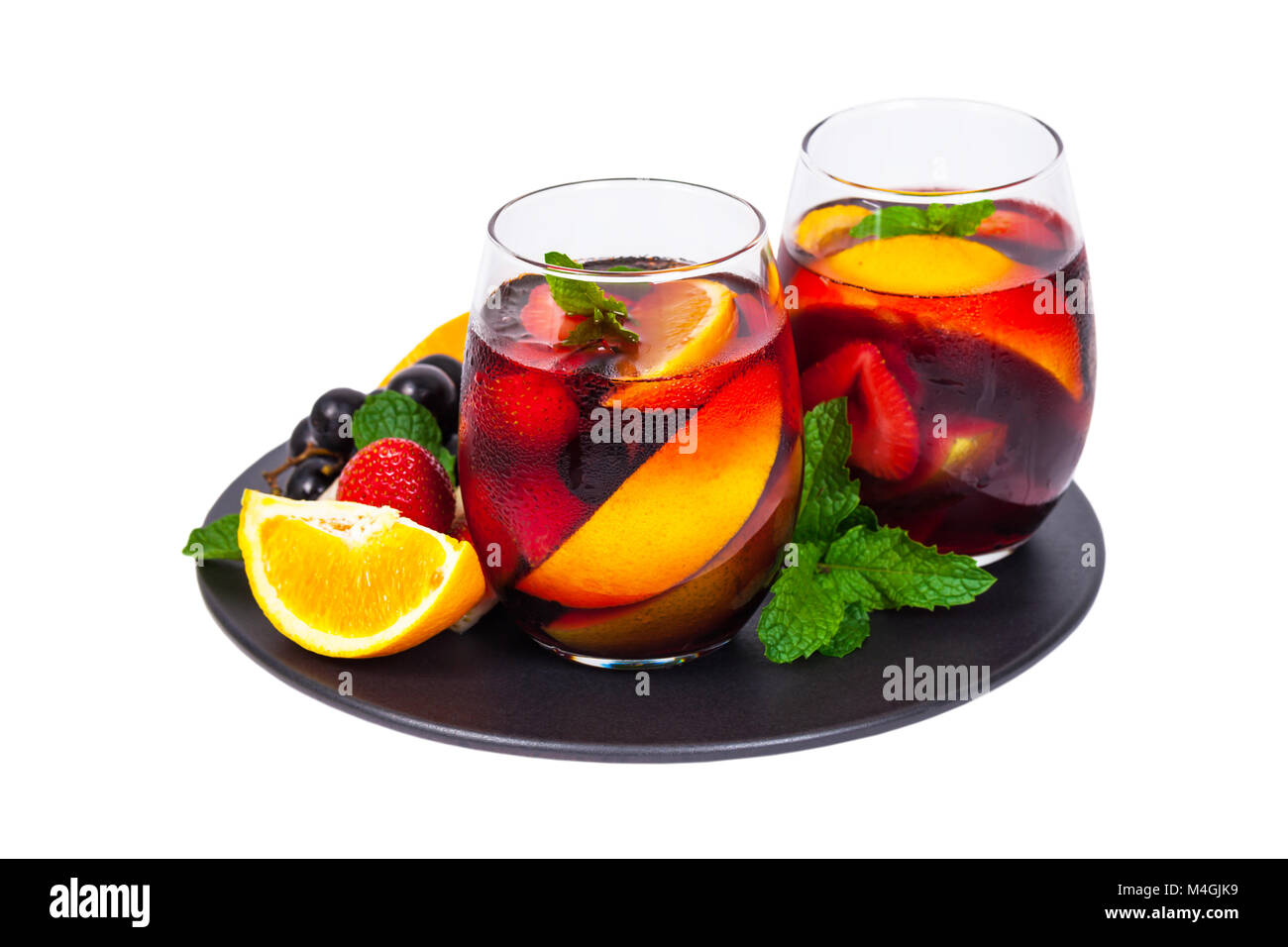 Summer Red Wine Sangria Drink Isolated on White Background Stock Photo ...