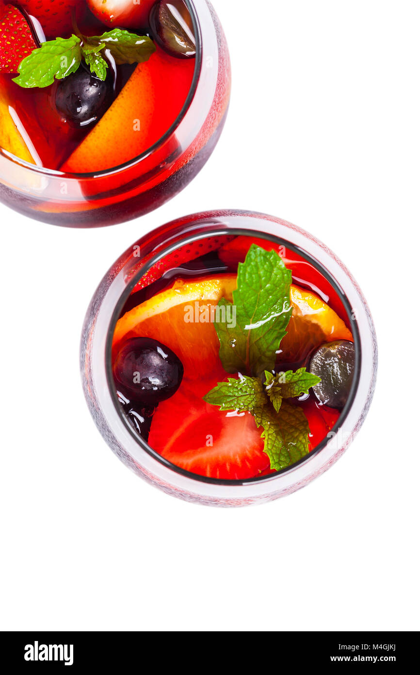 Summer Red Wine Sangria Drink Isolated on White Background Stock Photo ...