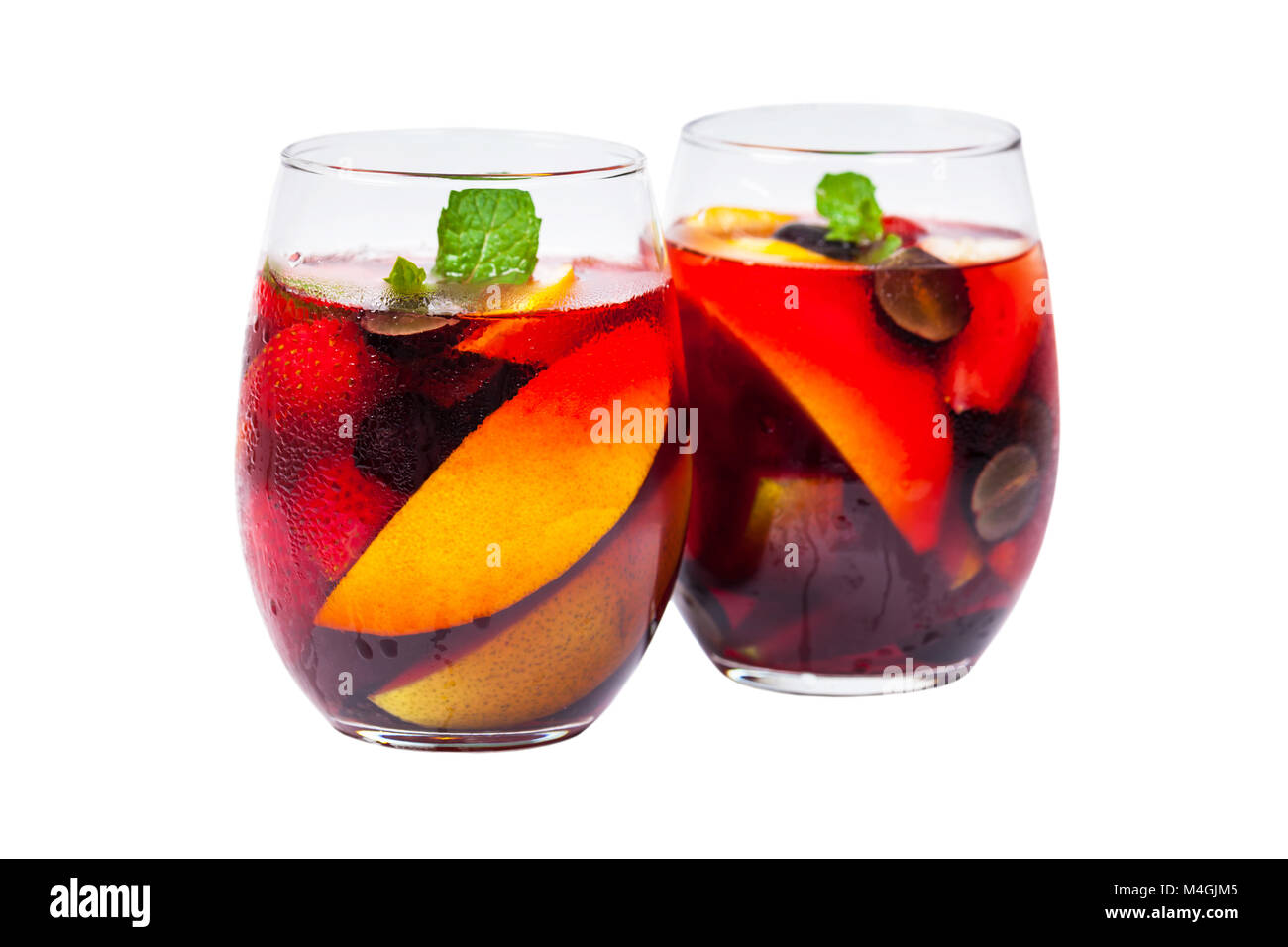 Summer Red Wine Sangria Drink Isolated on White Background Stock Photo ...