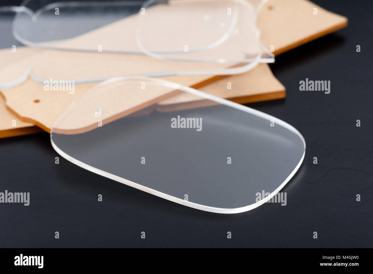 closeup clear acrylic template, acrylic plastic material Stock Photo ...