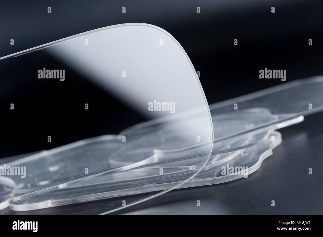 closeup clear acrylic template, acrylic plastic material Stock Photo ...