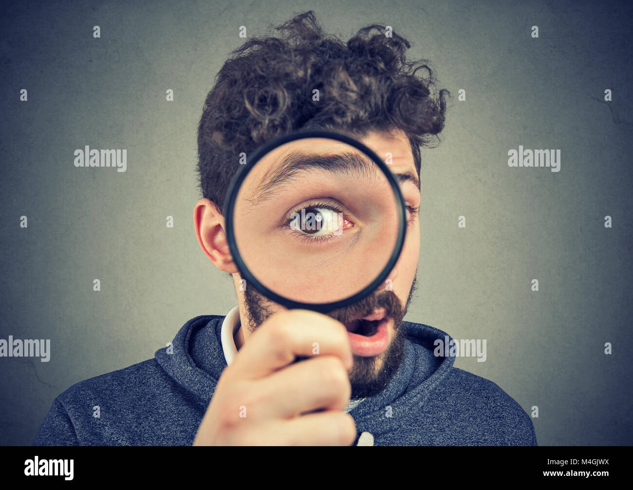 Man With Big Magnifying Glass High Resolution Stock Photography and ...