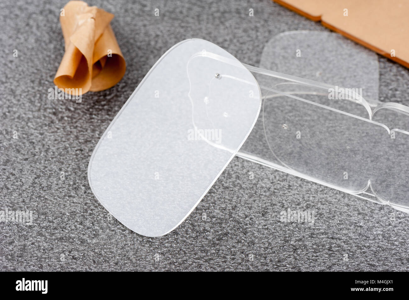 closeup clear acrylic template, acrylic plastic material Stock Photo ...