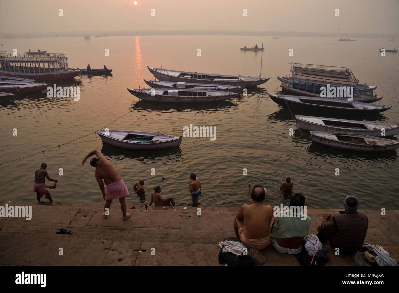 Early morning scene , in Varanasi Stock Photo - Alamy