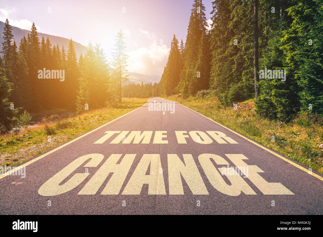 Road concept - time for change, image of a road to the horizon with ...
