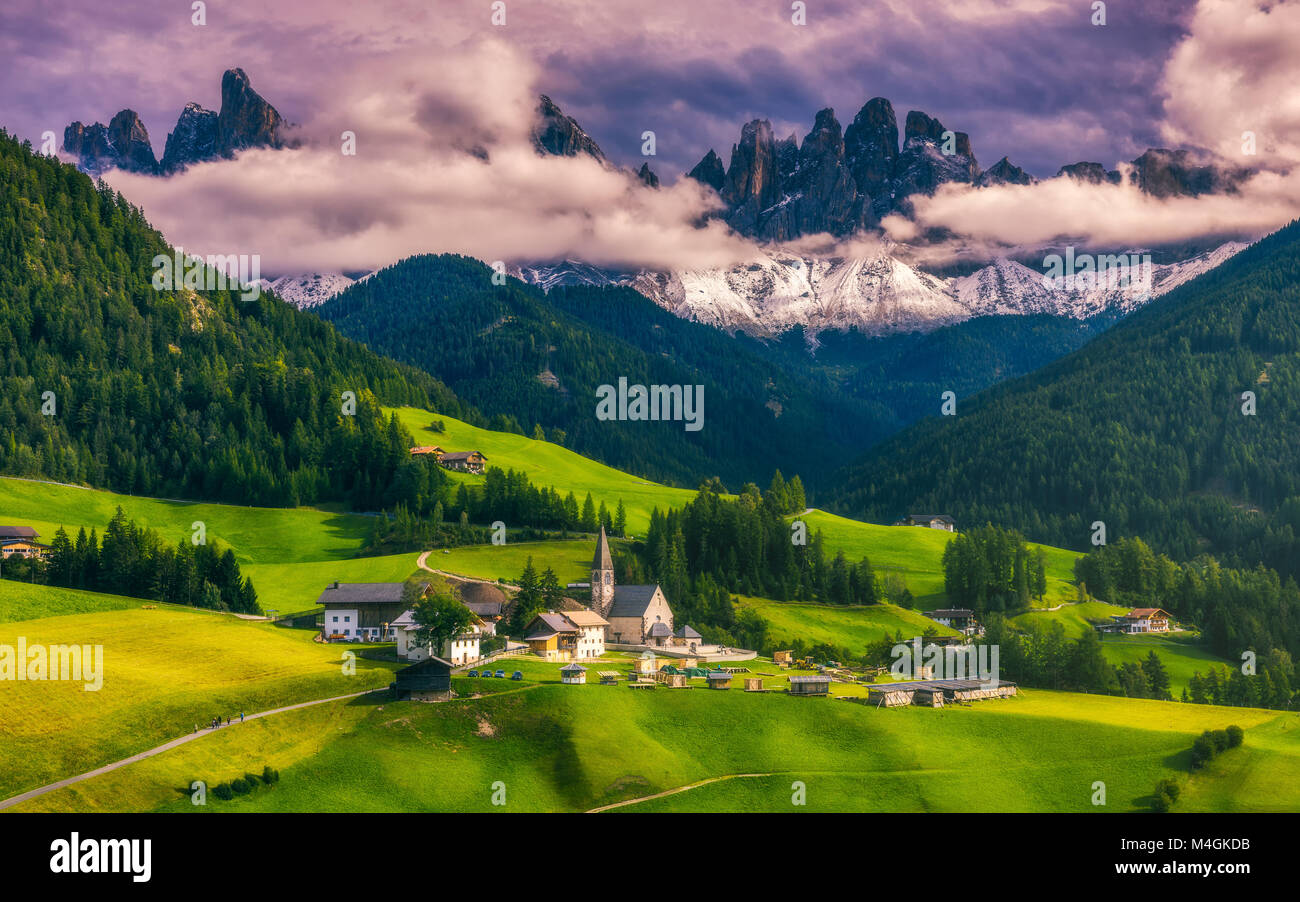 Famous best alpine place of the world, Santa Maddalena (St Magdalena ...