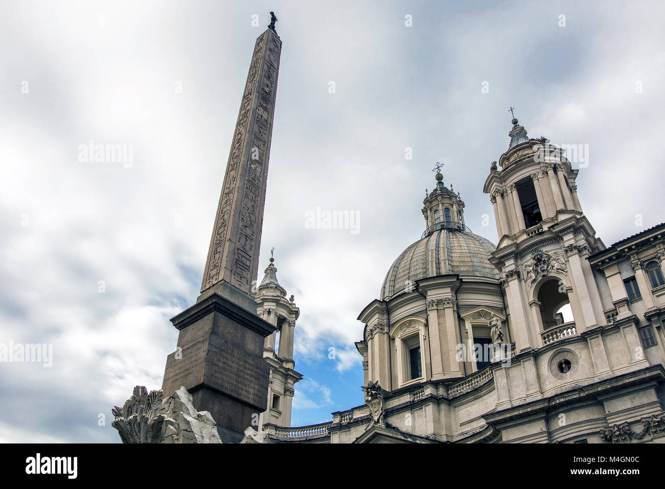 Egyptian obelisk and Sant Agnese Church in Rome Stock Photo - Alamy