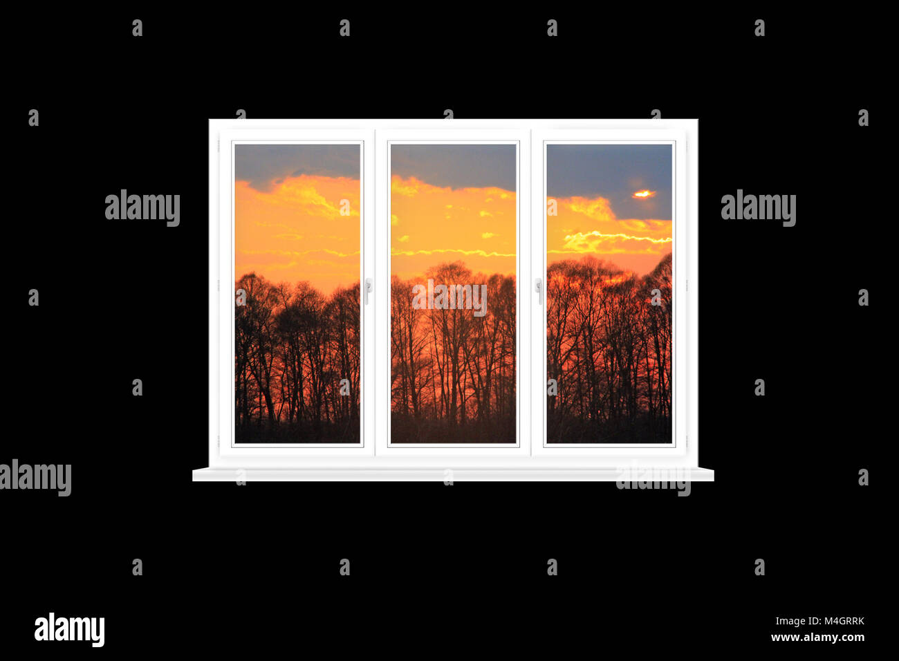 modern isolated window overlooking the scarlet sunset Stock Photo - Alamy