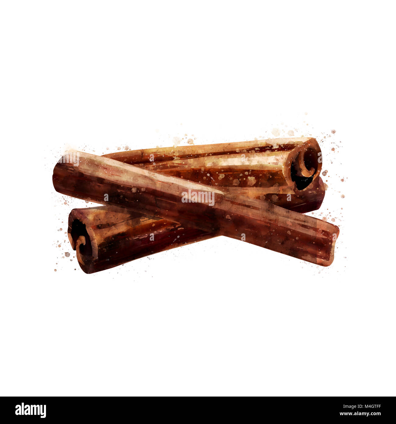 Cinnamon on white background. Watercolor illustration Stock Photo - Alamy