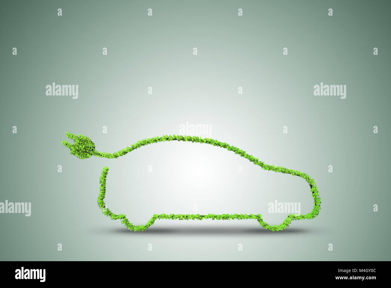 Electric car concept in green environment concept - 3d rendering Stock ...