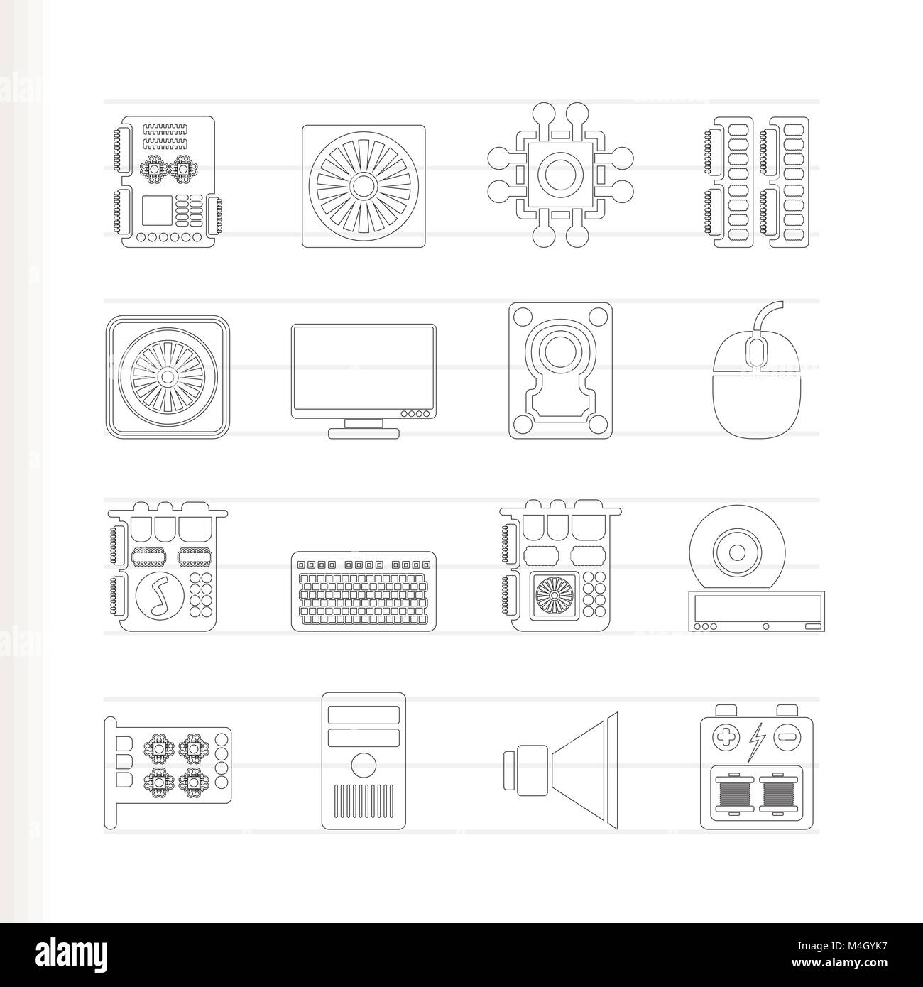 Computer performance and equipment icons - vector icon set Stock Vector ...