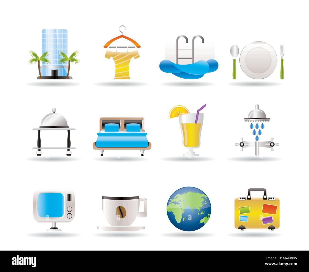 Hotel, motel and holidays icons - vector icon set Stock Vector Image ...