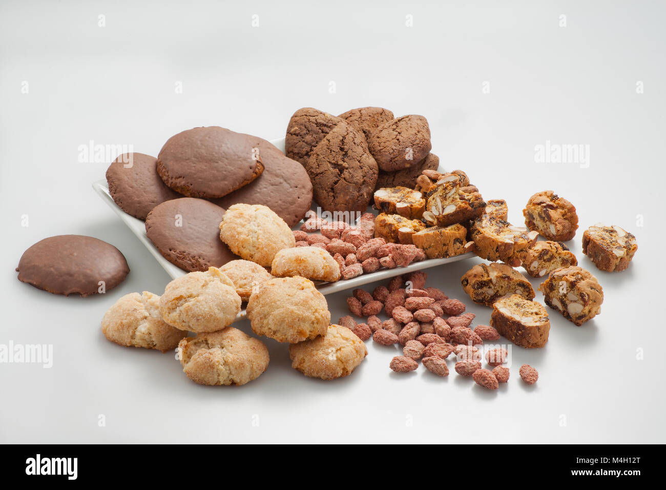 Typical Abruzzo biscuits and sweets. Still life on white background ...