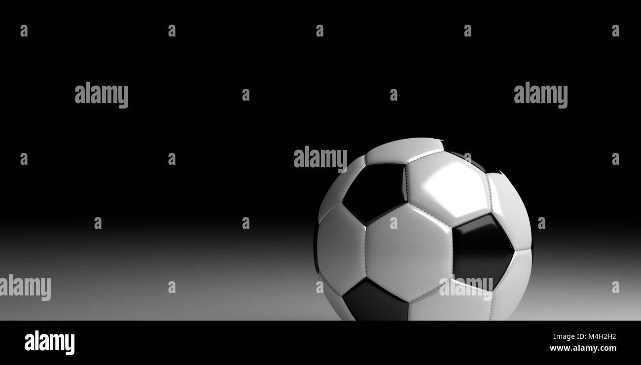Soccer ball on white surface with black fading in the background Stock ...