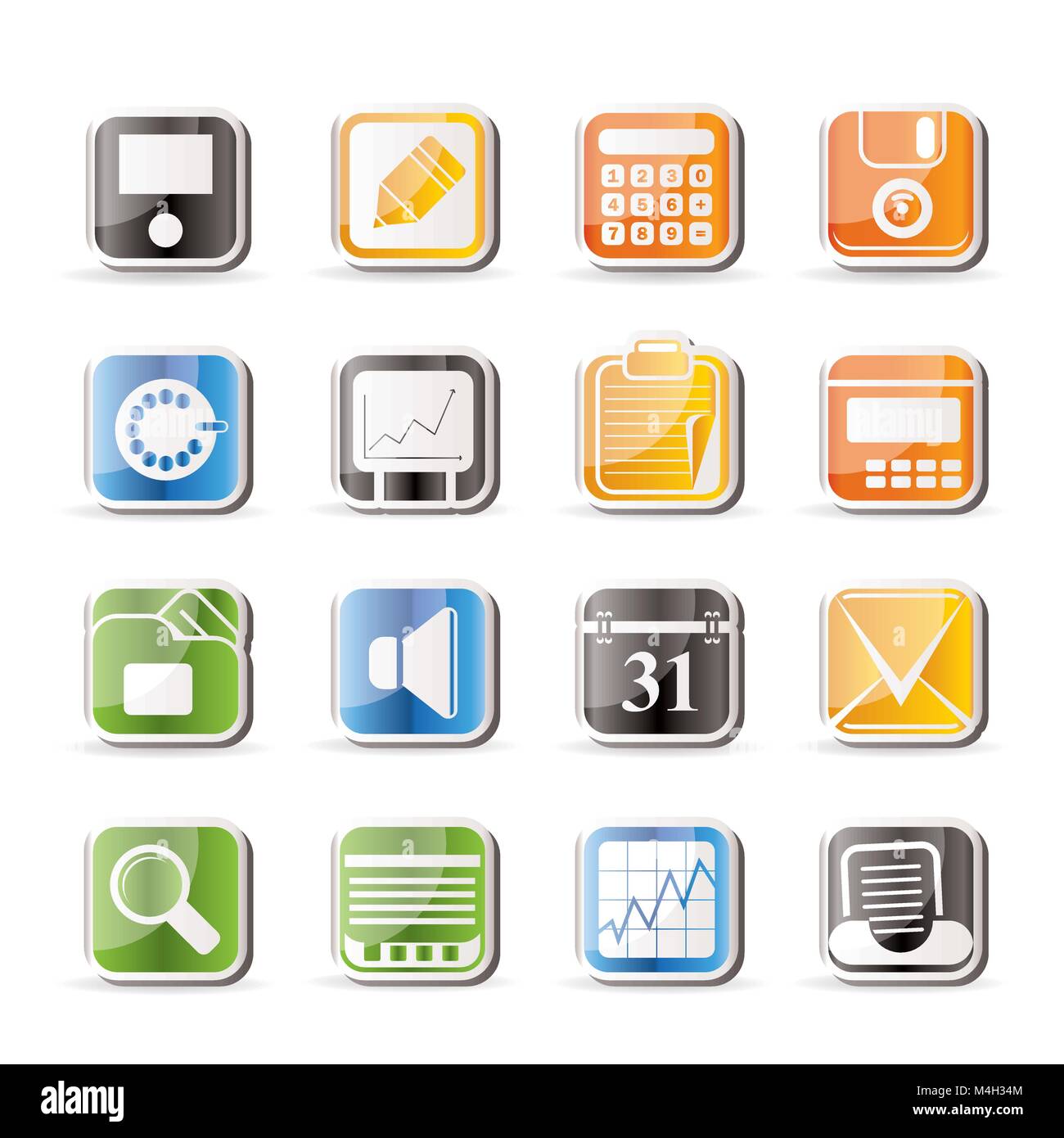 Simple Business, Office and Finance Icons - Vector Icon Set Stock ...